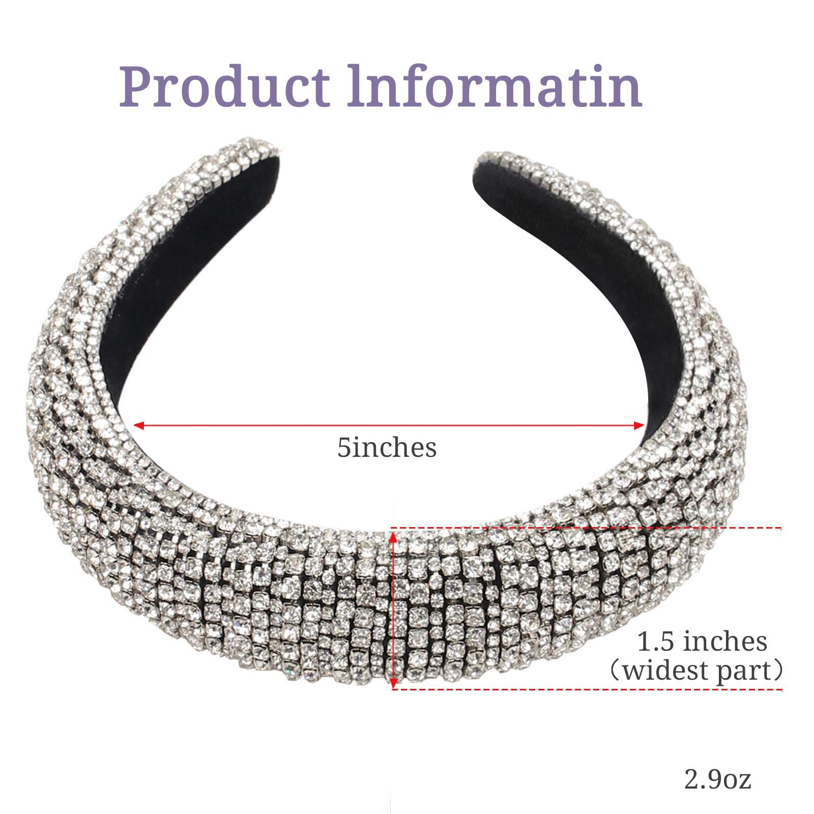 milylove Rhinestone Crystal Diamond Headbands for Women Fashionable Handmade Wide Hair Hoops Beaded Bling HairBand Hair Accessories