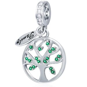 family tree of life charms fits pandora happy mothers day bracelet, 925 sterling silver dangle familia heritage bead pendant with cz, gifts for easter/father/daughter/son