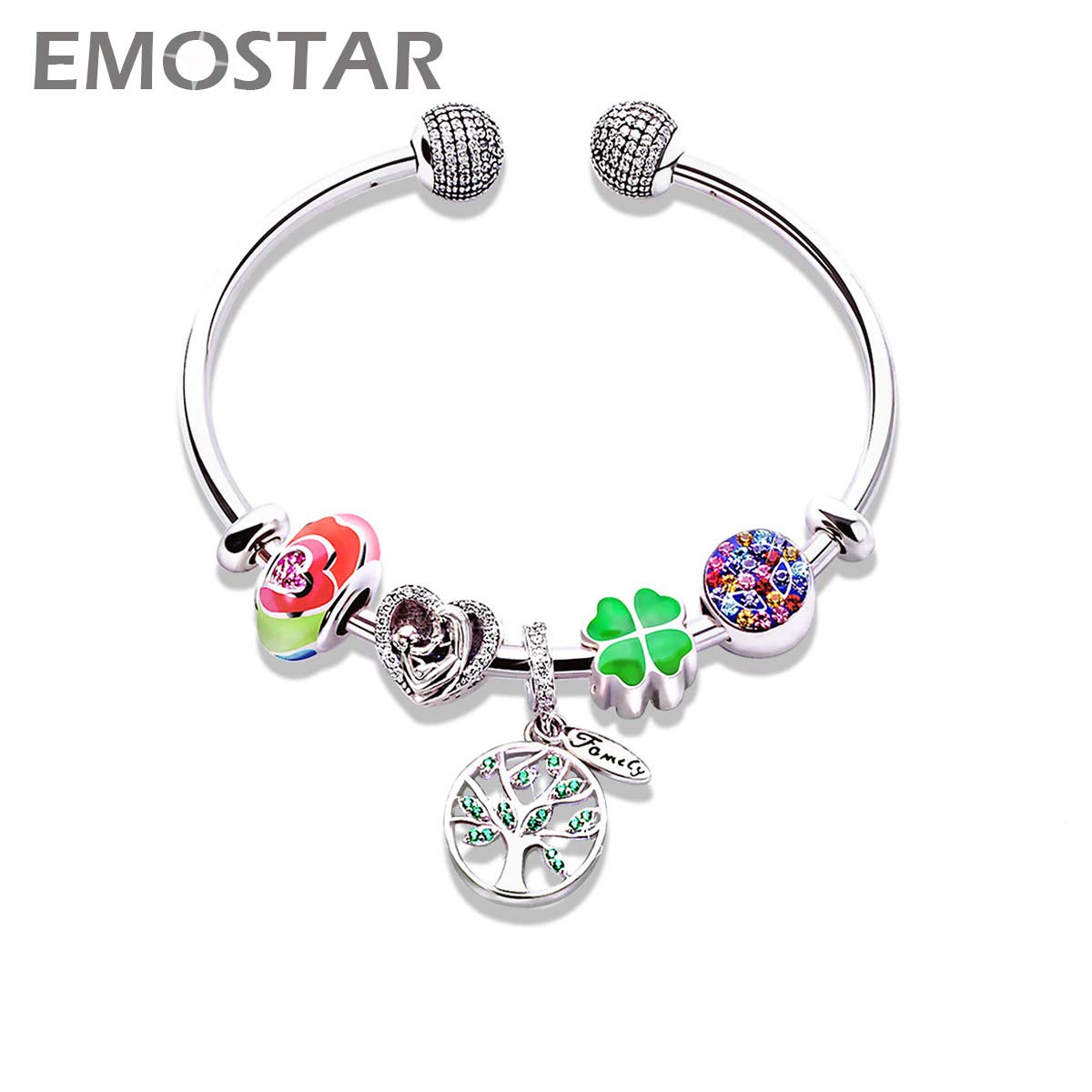 Family Tree of Life Charms fits Pandora Happy Mothers Day Bracelet, 925 Sterling Silver Dangle Familia Heritage Bead Pendant with CZ, Gifts for Easter/Father/Daughter/Son