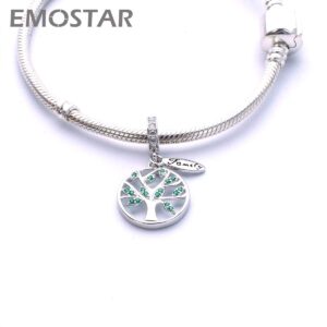 Family Tree of Life Charms fits Pandora Happy Mothers Day Bracelet, 925 Sterling Silver Dangle Familia Heritage Bead Pendant with CZ, Gifts for Easter/Father/Daughter/Son