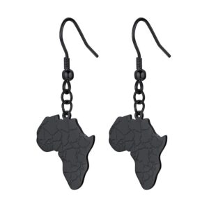 black stainless steel africa map earrings vintage minimalist african map dangle earrings halloween jewelry for women