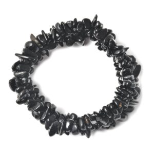 SHOP LC DELIVERING JOY Black Tourmaline Chips Bracelet For Women Stretch Jewelry Gifts for Women Birthday Gifts