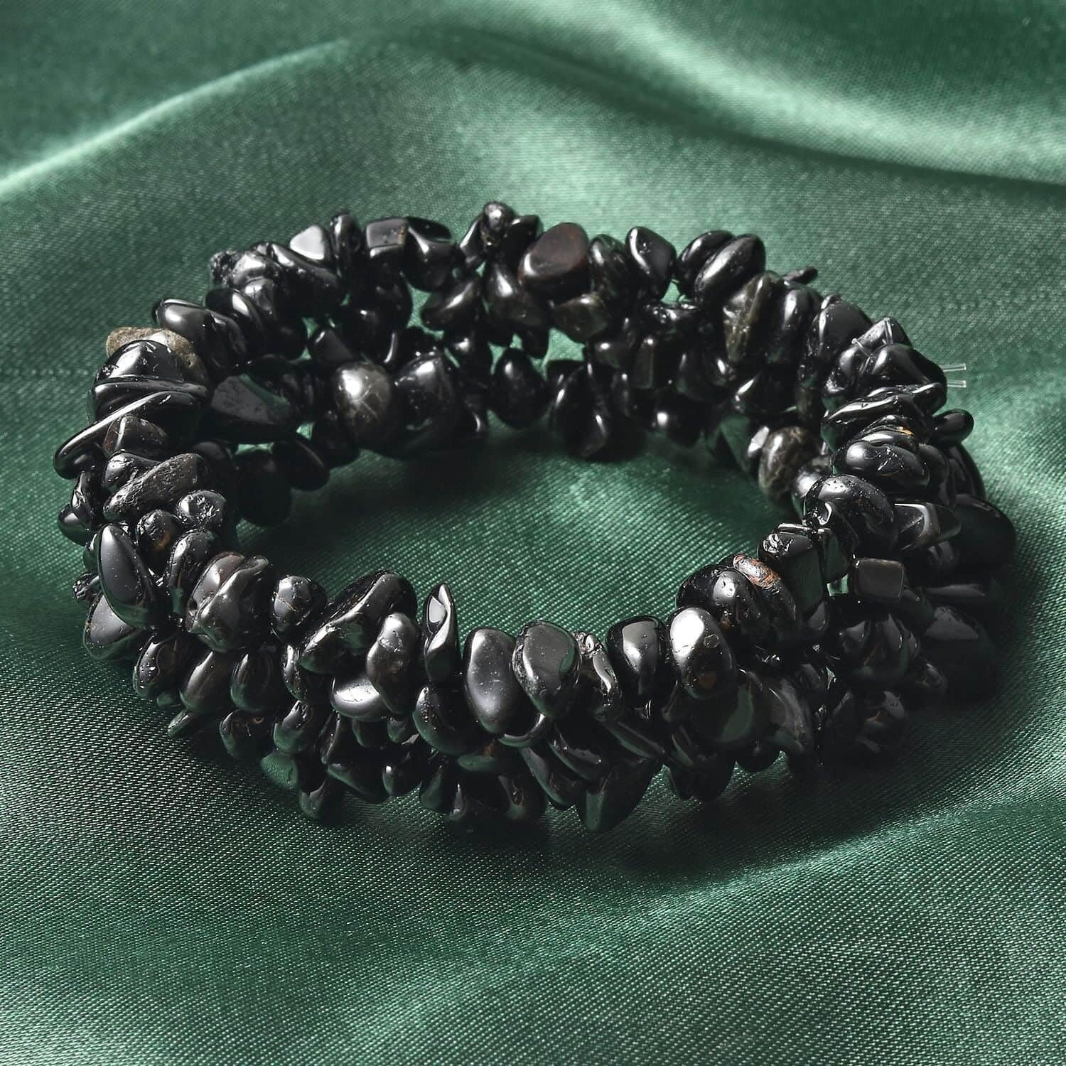 SHOP LC DELIVERING JOY Black Tourmaline Chips Bracelet For Women Stretch Jewelry Gifts for Women Birthday Gifts