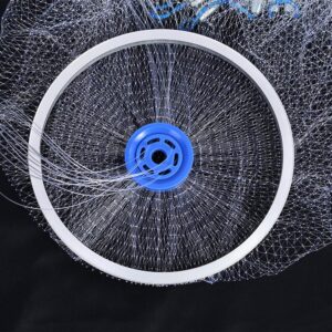 OTOEZ Fishing Cast Nets 3Ft-8Ft Radius Saltwater Fishing Net for Saltwater Freshwater Bait Shrimp Trap Fish Throw Net Nylon/Tire Line 0.47/0.79 Inch Mesh Heavy Duty Sinker (5FT, Nylon Line with Ring)