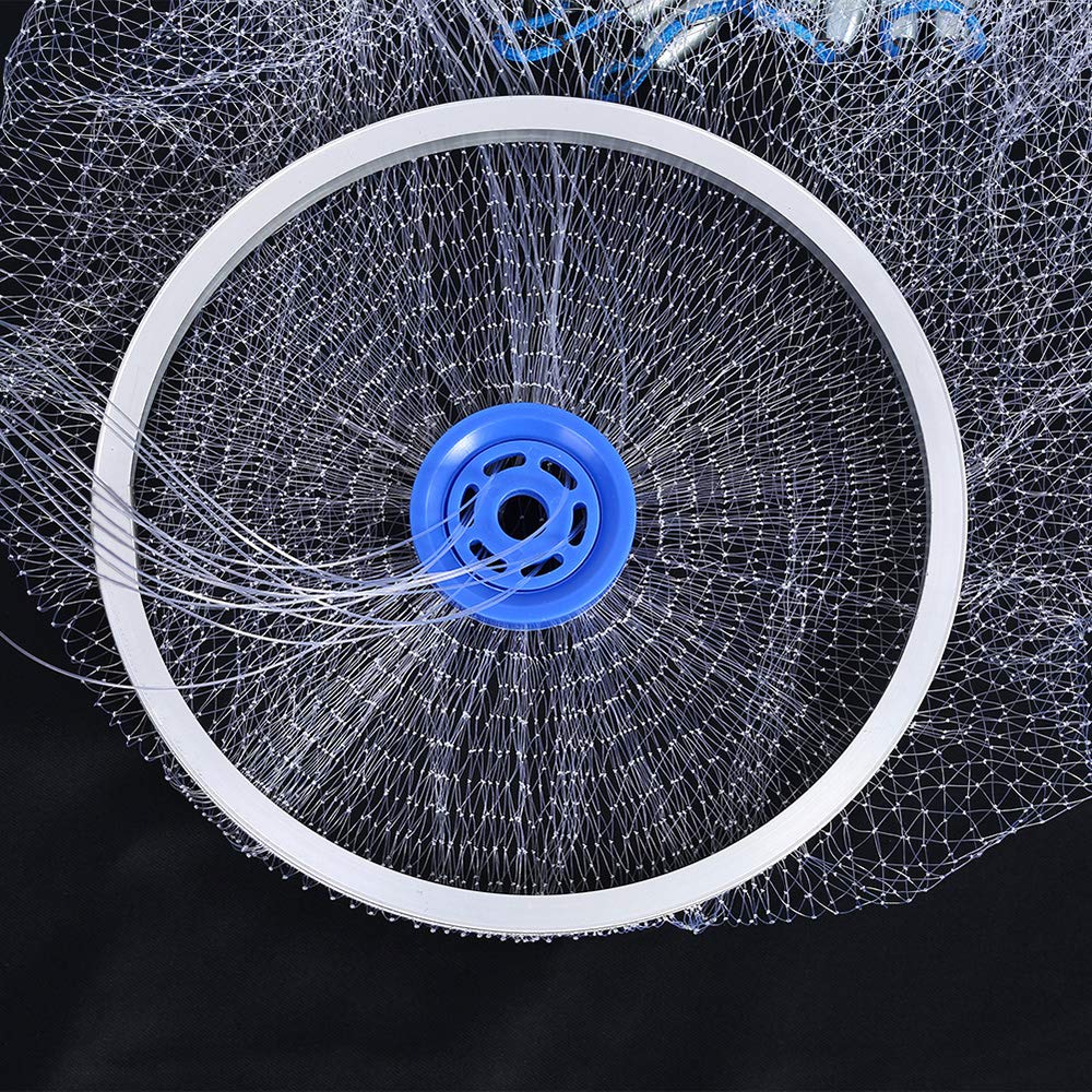 OTOEZ Fishing Cast Nets 3Ft-8Ft Radius Saltwater Fishing Net for Saltwater Freshwater Bait Shrimp Trap Fish Throw Net Nylon/Tire Line 0.47/0.79 Inch Mesh Heavy Duty Sinker (5FT, Nylon Line with Ring)