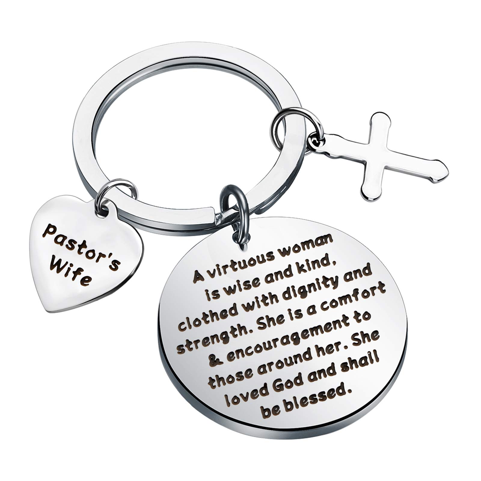 BAUNA Pastor's Wife Gifts Pastor's Wife Appreciation Gifts She is a Comfort and Encouragement to Those Around Her Keychain Minister's Wife Jewelry (pastor's wife keychain)