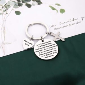 BAUNA Pastor's Wife Gifts Pastor's Wife Appreciation Gifts She is a Comfort and Encouragement to Those Around Her Keychain Minister's Wife Jewelry (pastor's wife keychain)