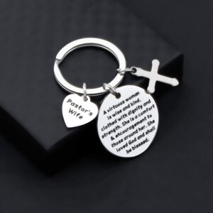 BAUNA Pastor's Wife Gifts Pastor's Wife Appreciation Gifts She is a Comfort and Encouragement to Those Around Her Keychain Minister's Wife Jewelry (pastor's wife keychain)