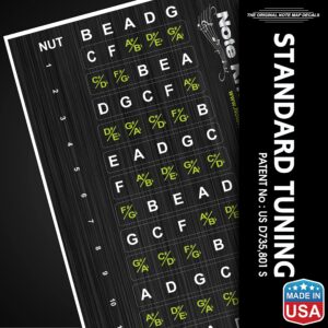 5 String Bass Guitar Fretboard Note Map Decals/Stickers