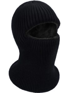 winter ski mask for men knitted full face mask balaclava hats 1 hole winter ski mask fleece for men women favors (black, medium)