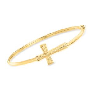 ross-simons 14kt yellow gold sideways cross bangle bracelet. 8 inches