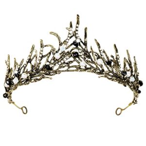 tocess black crown tiara for women goth vintage queen princess baroque crown for girls, ideal gift for costume show party prom birthday halloween