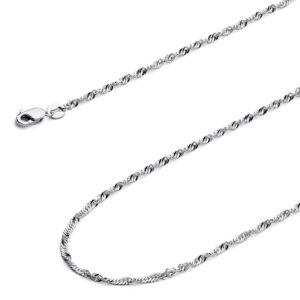 wellingsale 14k solid white gold 1.8mm singapore chain with lobster claw clasp - 18" inches