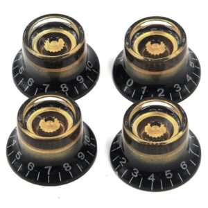 farboat 4pcs guitar volume tone control knob ufo shape for lp electric guitar (black and gold)