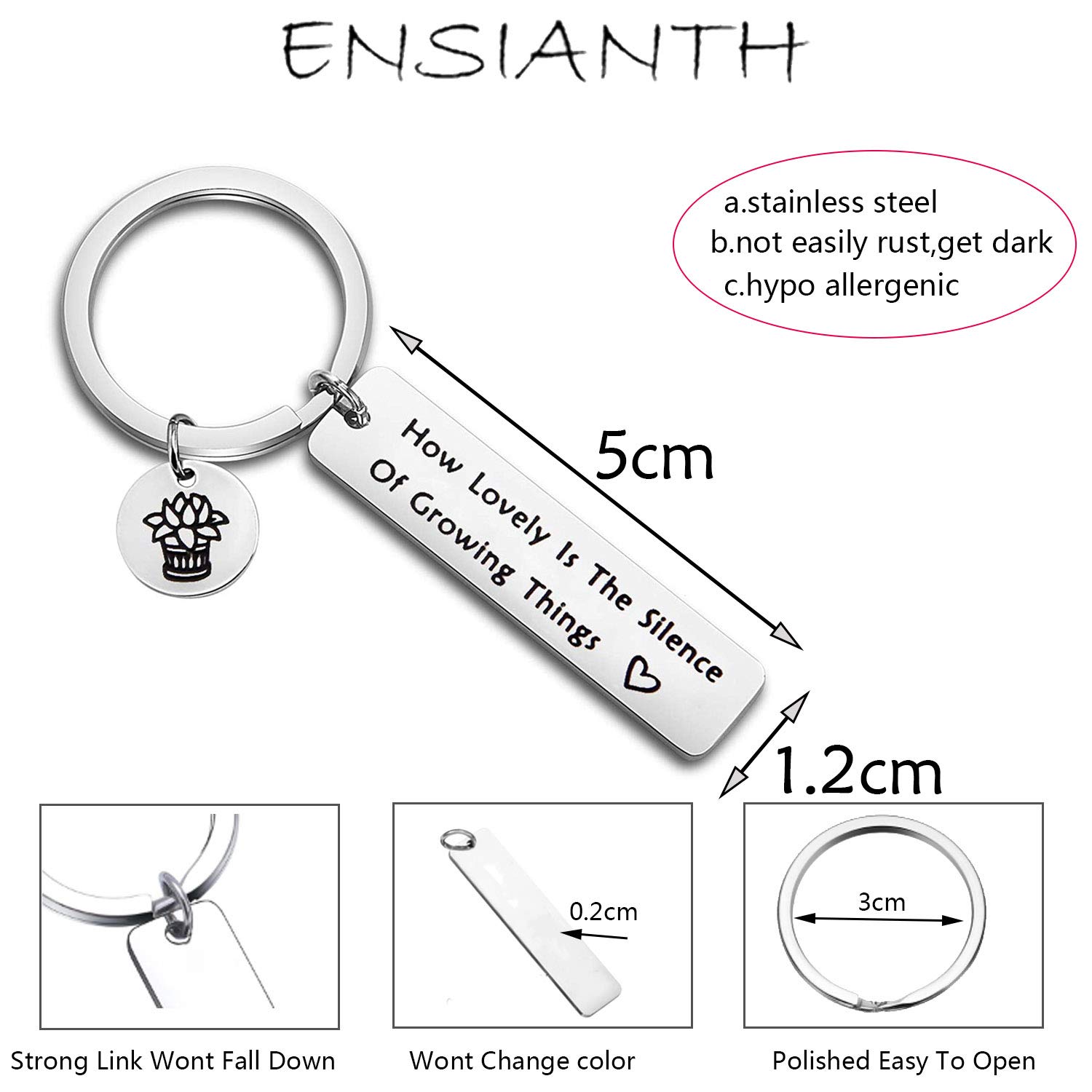 ENSIANTH Gardener Gift Idea Plant Keychain Plant Lover Gift Gardening Jewelry Florist Farmer Inspirational Gift (Growing thing key)