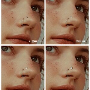 Sllaiss 22G 925 Sterling Silver Nose Rings Studs L Shaped CZ Nose Rings Hoop for Women Men Corkscrew Nose Rings Helix Piercing Jewelry Set Cartilage Earrings Hoop Tragus 8Pcs (3)