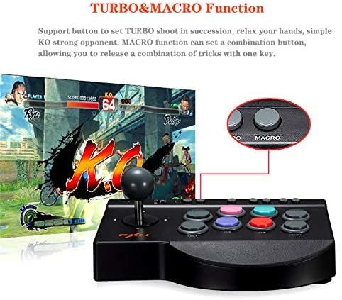 PXN Arcade Stick PC Joystick 0082 Fight Stick Turbo and Macro Function Arcade Fight Stick Turbo Macro USB Connection for PC,PS4,PS3,Xbox Series X|S, Xbox One