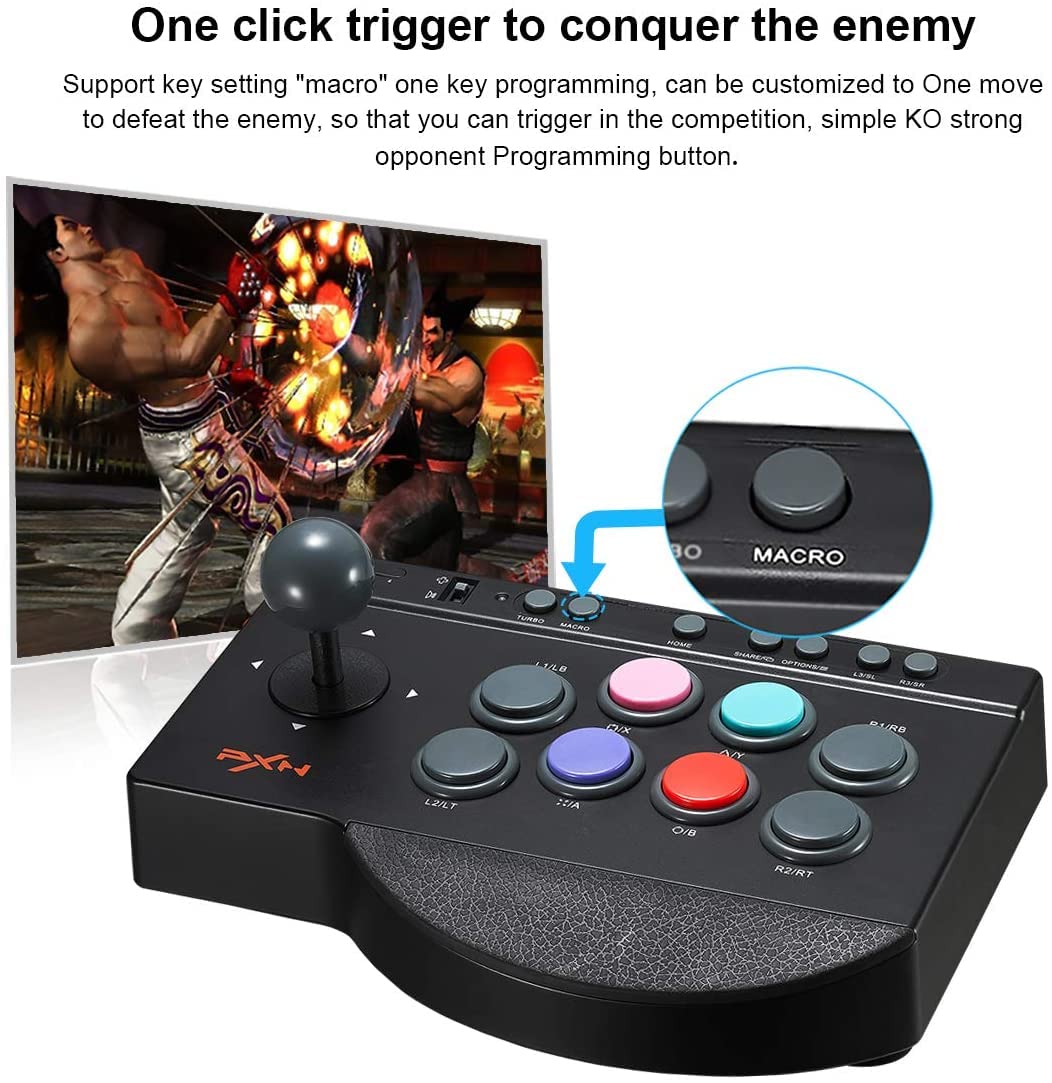 PXN Arcade Stick PC Joystick 0082 Fight Stick Turbo and Macro Function Arcade Fight Stick Turbo Macro USB Connection for PC,PS4,PS3,Xbox Series X|S, Xbox One