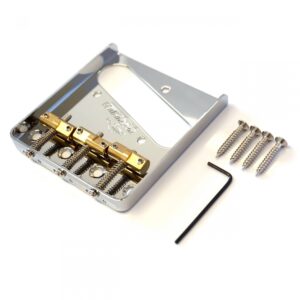 wilkinson wtb brass compensated 3-saddle telecaster bridge for tele eelectric guitar, chrome