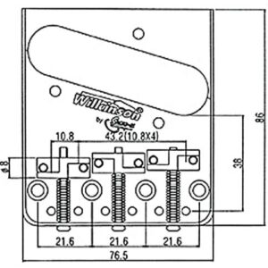 Wilkinson WTB Brass Compensated 3-Saddle Telecaster Bridge for Tele Eelectric Guitar, Chrome