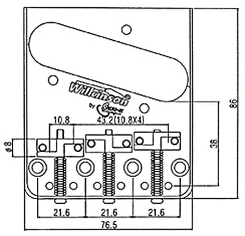 Wilkinson WTB Brass Compensated 3-Saddle Telecaster Bridge for Tele Eelectric Guitar, Chrome