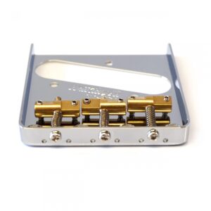 Wilkinson WTB Brass Compensated 3-Saddle Telecaster Bridge for Tele Eelectric Guitar, Chrome