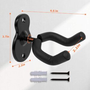 Guitar Wall Mount Hanger Acoustic Electric Bass Guitar Wall Hook Black Metal Holder