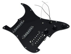 kaish prewired loaded strat hss pickguard for squier or import stratocaster black 3 ply