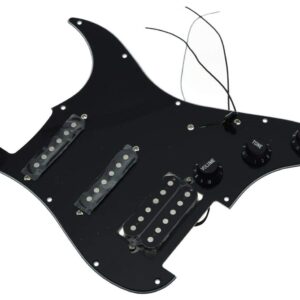 KAISH Prewired Loaded Strat HSS Pickguard for Squier or Import Stratocaster Black 3 Ply