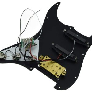 KAISH Prewired Loaded Strat HSS Pickguard for Squier or Import Stratocaster Black 3 Ply