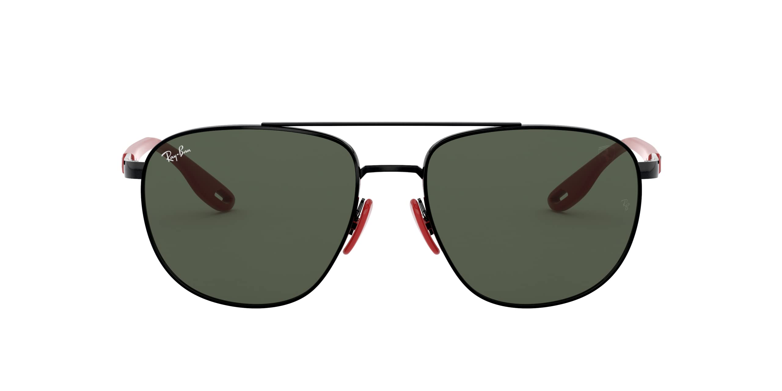 Ray-Ban RB3659M Scuderia Ferrari Collection Square Sunglasses, Black/Dark Green, 57 mm