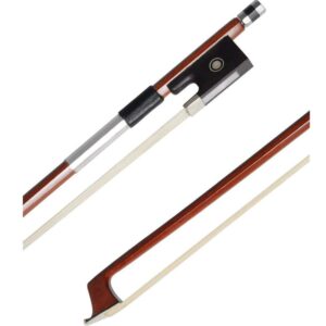 amzz superior brazilwood violin bow 4/4 for intermediate and advance students, well balanced handmade bow with ebony frog and white horse hair.