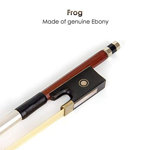 AMZZ Superior Brazilwood Violin Bow 4/4 for Intermediate and Advance Students, Well Balanced Handmade Bow with Ebony Frog and White Horse Hair.