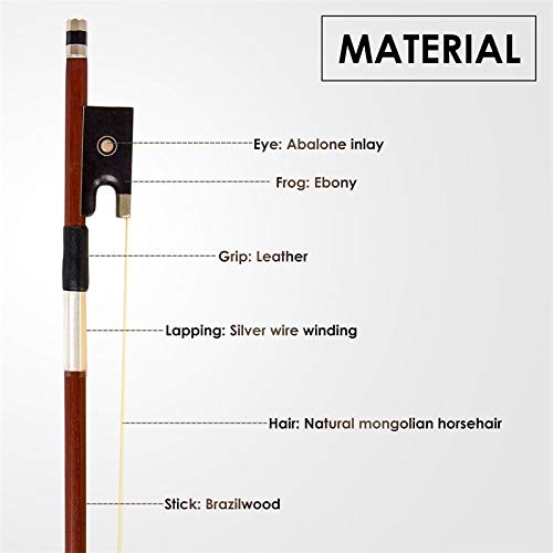 AMZZ Superior Brazilwood Violin Bow 4/4 for Intermediate and Advance Students, Well Balanced Handmade Bow with Ebony Frog and White Horse Hair.