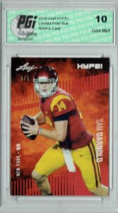 sam darnold 2018 leaf hype! #4 sp, limited to 5 made rookie card pgi 10 - leaf football cards