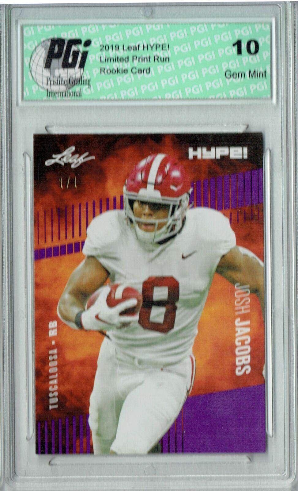 Josh Jacobs 2019 Leaf HYPE! #21 Blank Back 1 of 1 Rookie Card PGI 10 - Football Slabbed Rookie Cards