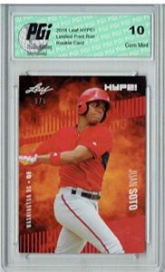 juan soto 2018 leaf hype! #15 sp, limited to 5 made rookie card pgi 10 - baseball slabbed rookie cards