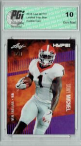 sony michel 2018 leaf hype! #7 jersey #1/10 rookie card pgi 10 - leaf football cards