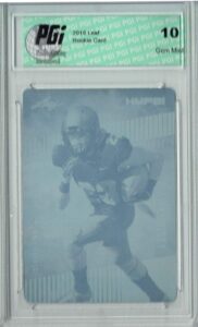 phillip lindsay 2018 leaf hype! #12 rare cyan plate 1 of 1 rookie card pgi 10 - football slabbed rookie cards