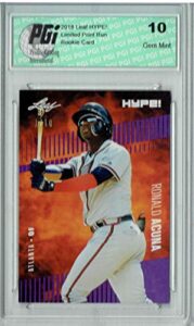 ronald acuna 2018 leaf hype! #1a the #1 of 10 rookie card pgi 10 - leaf baseball cards