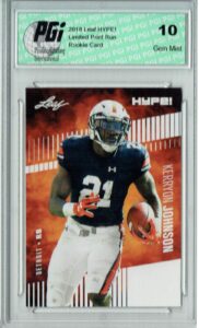 kerryon johnson 2018 leaf hype! #14-10) rookie card lot, all graded pgi 10 - football slabbed rookie cards