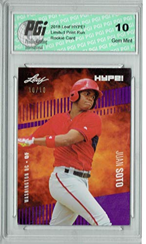 Juan Soto 2018 Leaf HYPE! #15 SP, Just 10 Made Rookie Card PGI 10 - Baseball Slabbed Rookie Cards