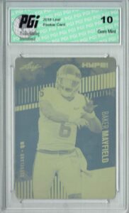 baker mayfield 2018 leaf hype! #3 rare plate 1 of 1 rookie card pgi 10 - football slabbed rookie cards