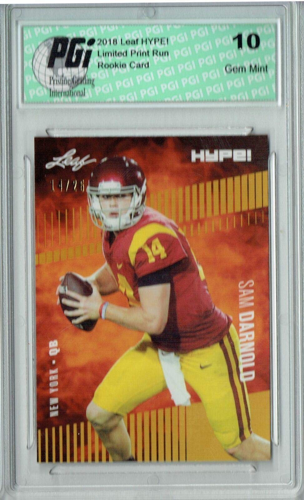 Sam Darnold 2018 Leaf HYPE! #4 Jersey #14/25 Rookie Card PGI 10 - Leaf Football Cards