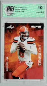 baker mayfield 2018 leaf hype! #3a sp, limited to 5 made rookie card pgi 10 - leaf football cards