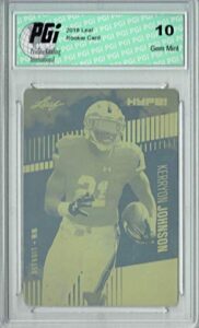 kerryon johnson 2018 leaf hype! #14 rare plate 1 of 1 rookie card pgi 10 - leaf football cards