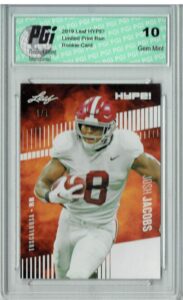 josh jacobs 2019 leaf hype! #21 blank back 1 of 1 rookie card pgi 10 - football slabbed rookie cards