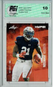 kerryon johnson 2018 leaf hype! #14 masterpiece true 1 of 1 rookie card pgi 10 - leaf football cards