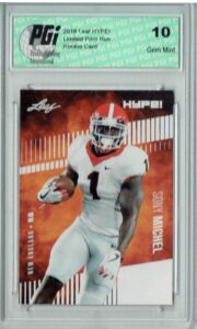 sony michel 2018 leaf hype! #7 - 10) rookie card lot, all graded pgi 10 - football slabbed rookie cards