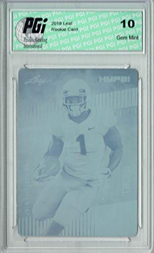 Sony Michel 2018 Leaf HYPE! #7A Rare Cyan Plate 1 of 1 Rookie Card PGI 10 - Football Slabbed Rookie Cards